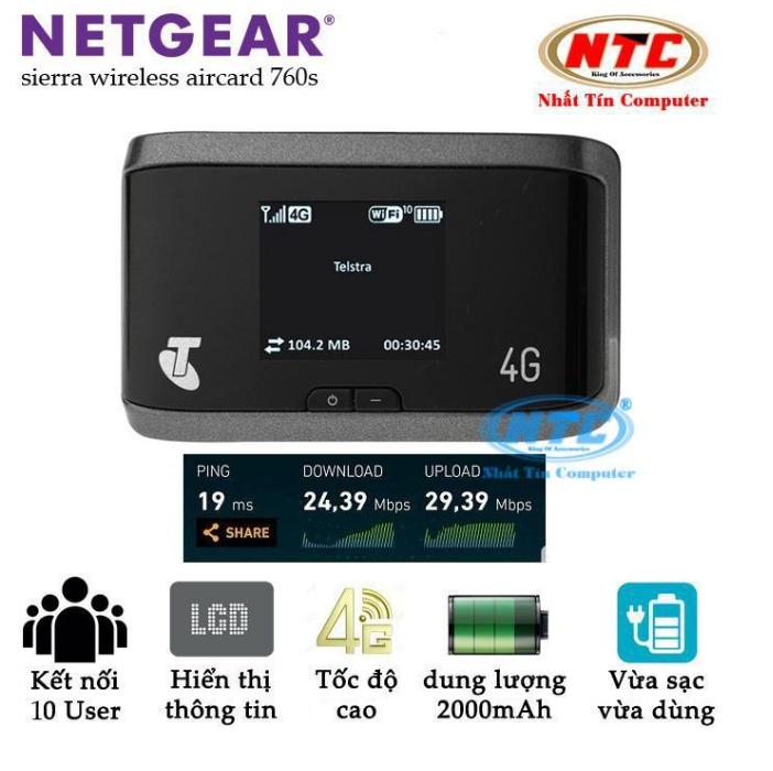Thiết bị phát wifi từ sim 4G Netgear Telstra 760S tốc độ cao - có LCD ...