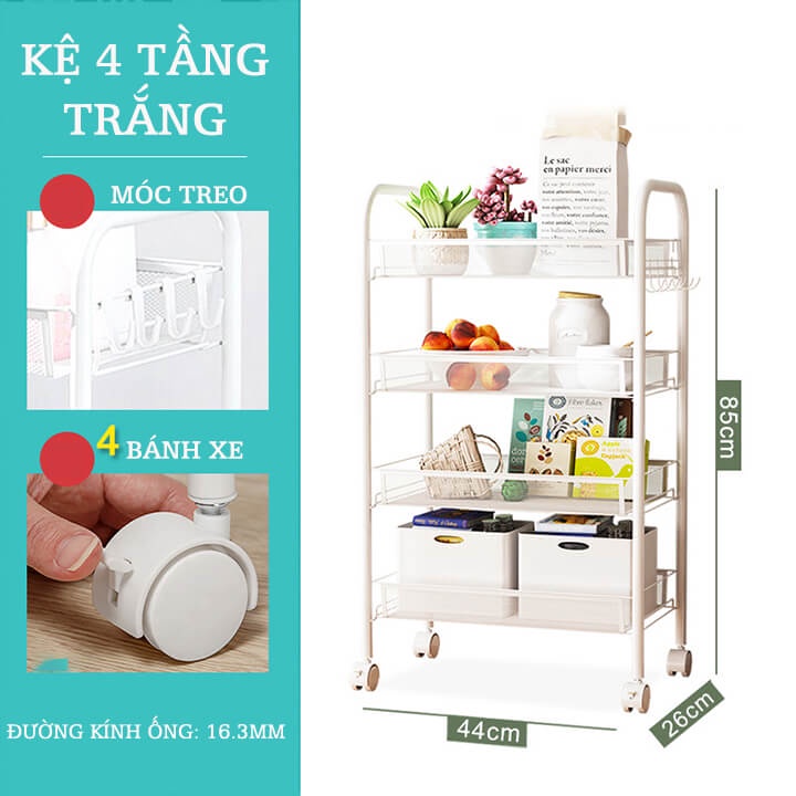 Kệ gỗ để đồ đa năng có bánh xe di chuyển dễ dàng - gp190