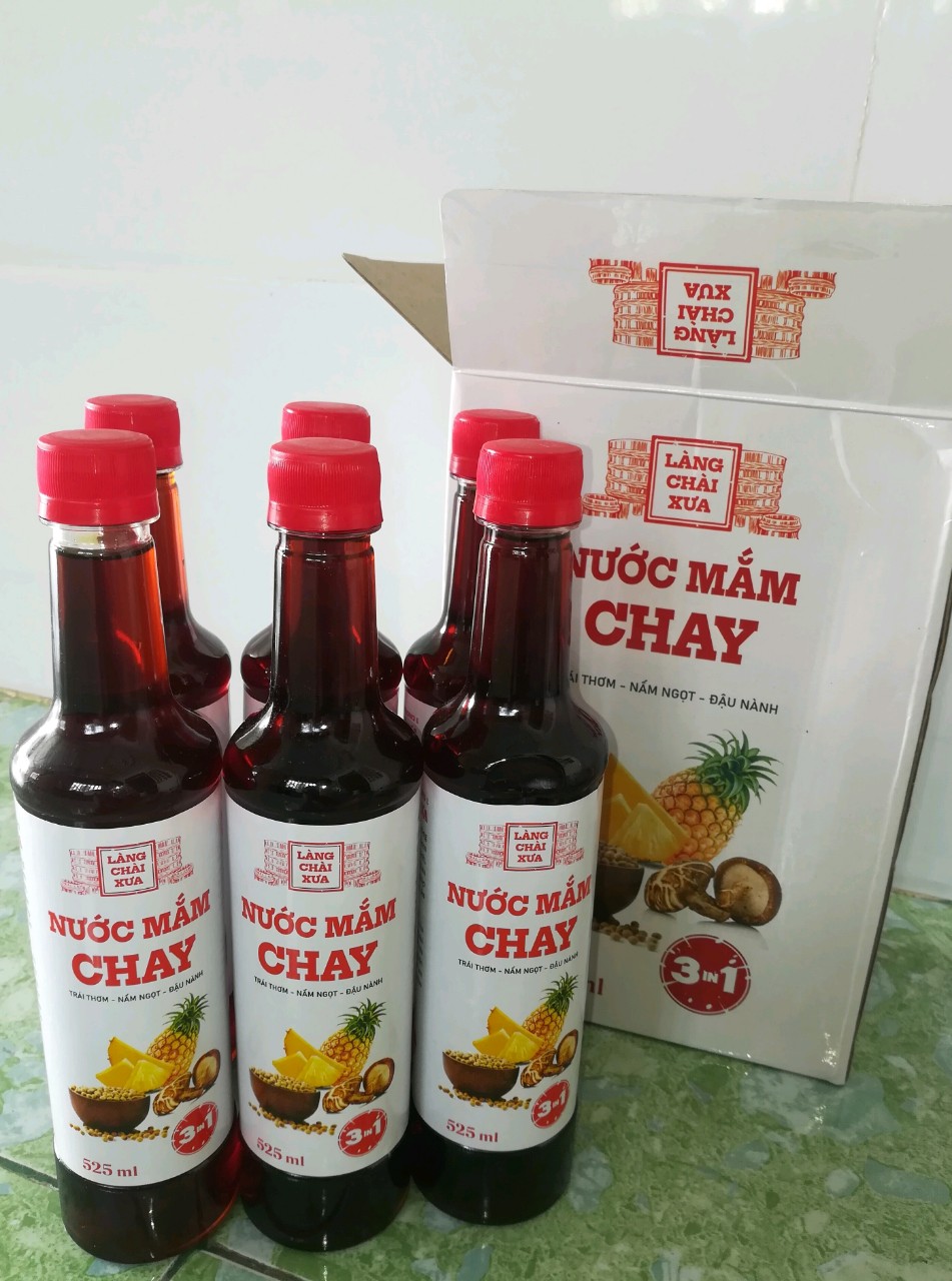 Nước mắm CHAY 3 trong 1 Làng Chài Xưa 525ml trái thơm + nấm ngọt + đậu nành 300 năm truyền thống ...