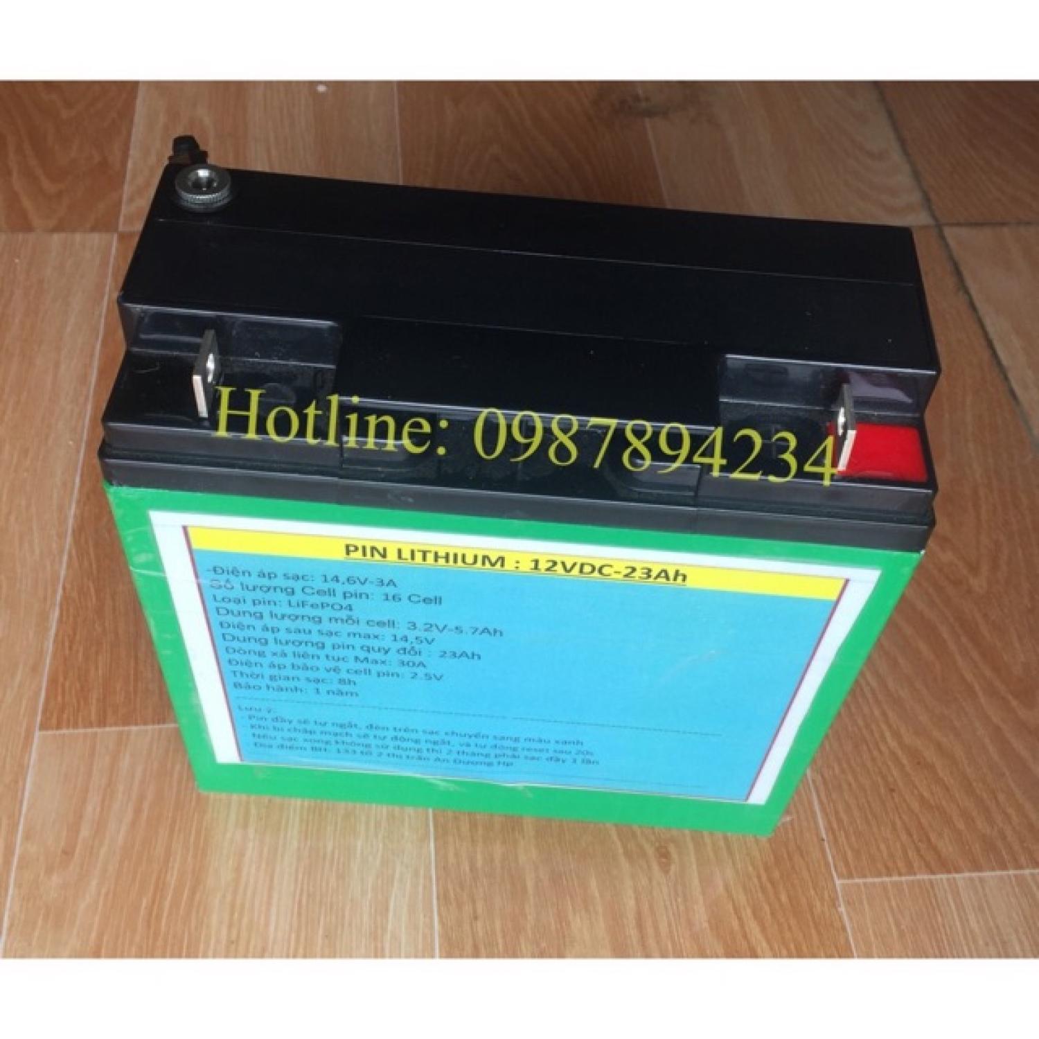 Pin Lithium 12VDC 16Ah-24Ah-30Ah (Dung lượng thực 24Ah) chống nước - Pin Lithium