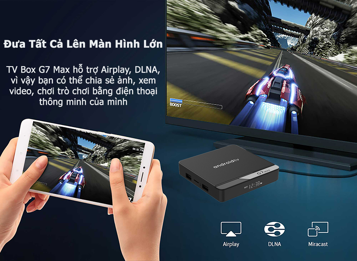 Tv box g7 max android tv 11 ram 4g + 32g khiển bằng giọng nói
