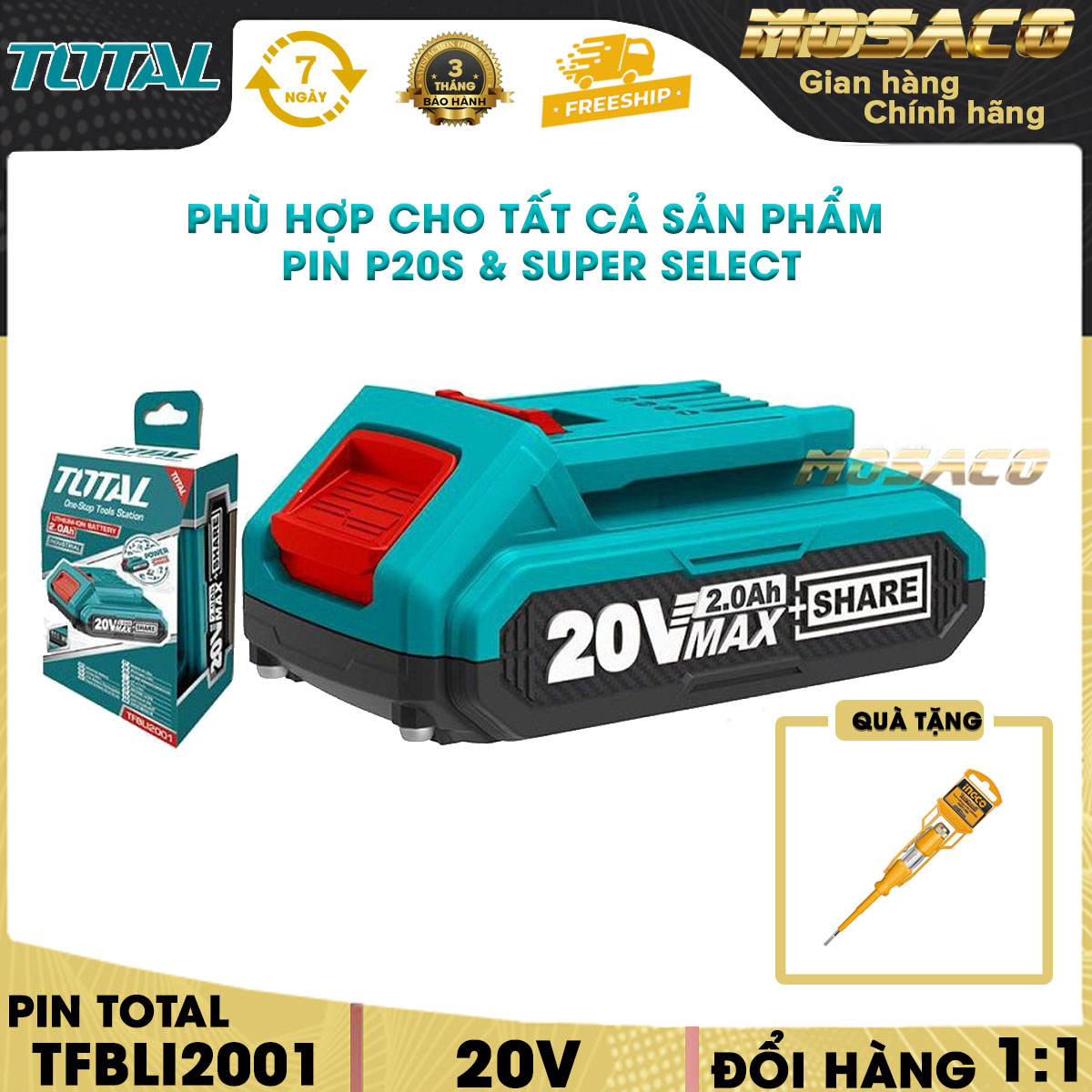 Pin lithium 20v 2ah tfbli2001