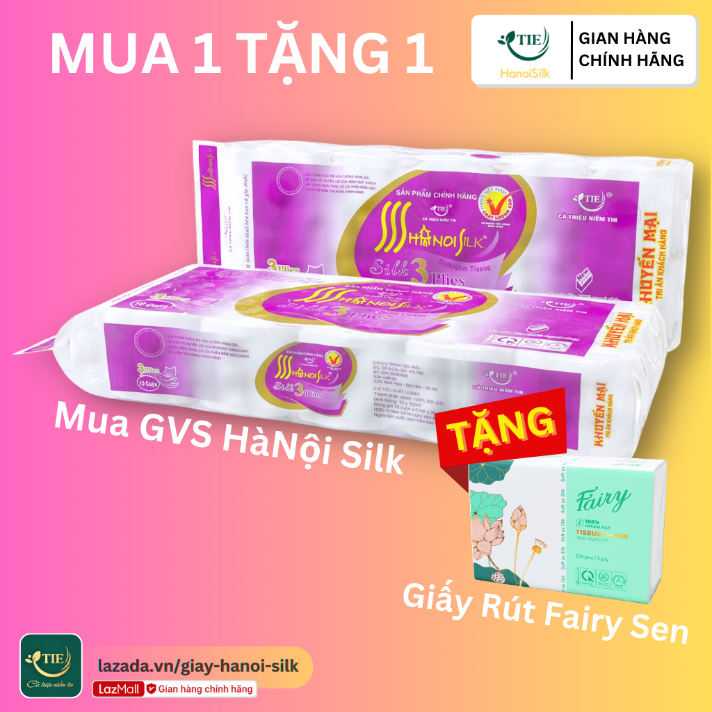 Combo 20 Cuộn Giấy Vệ Sinh Hà Nội Silk 3 Lớp Tím Có Lõi Mềm Mịn Tan Nhanh, Tặng Kèm 2 Bịch Giấy ...