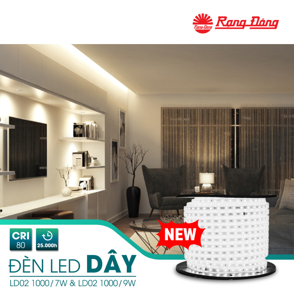 Đèn led dây chiếu sáng chính hãng rạng đông. model ld02 1000 7w ứng dụng
