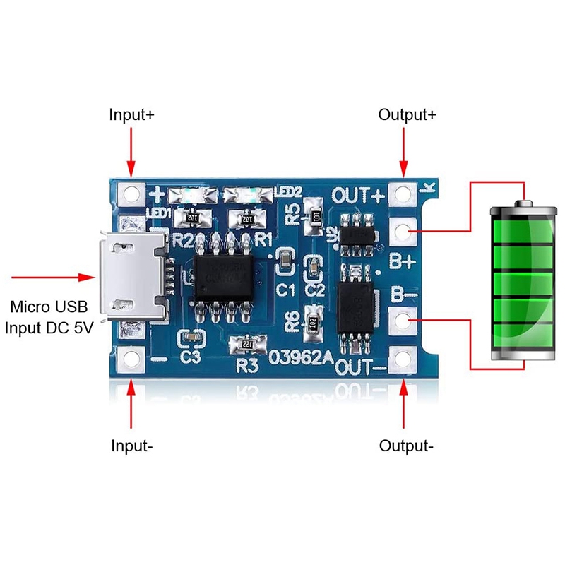 TP4056A Li-ion Battery Charging/Discharging Module Pinout,, 47% OFF