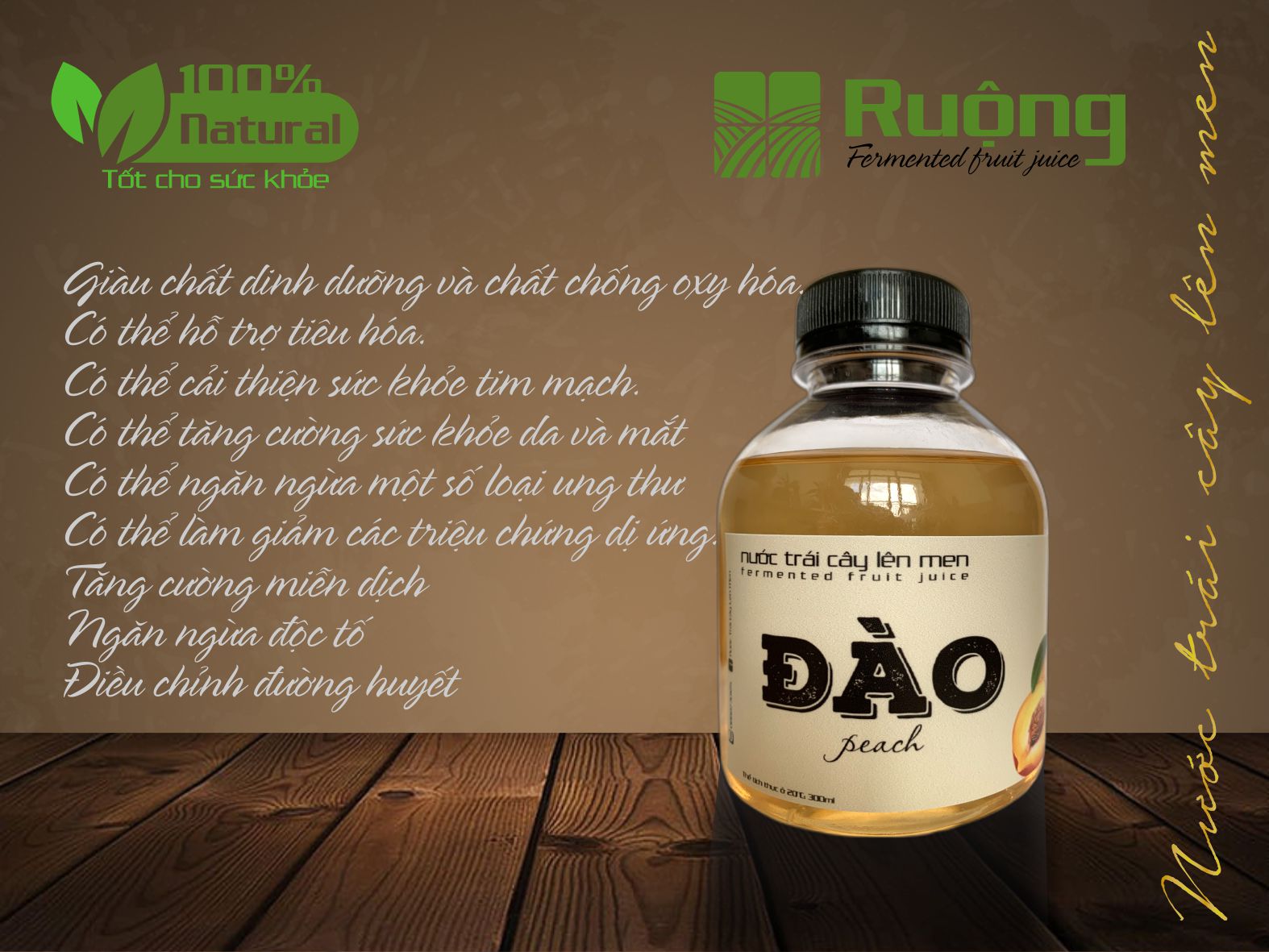 Nước Đào Lên Men - Nước Trái Cây Lên Men - Chai 330ml - 100% từ thiên ...