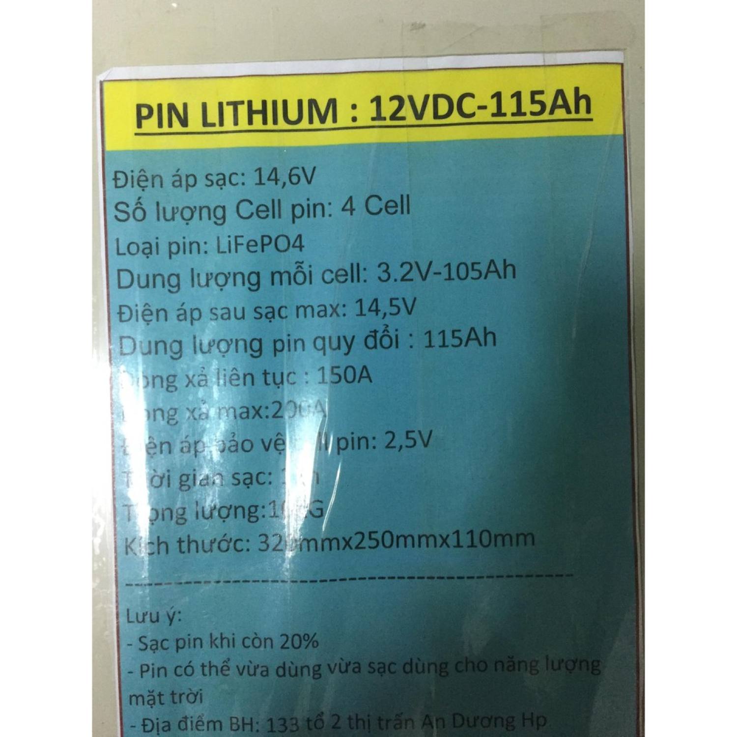 Pin Lithium 12VDC-100Ah (Dung lượng thực) chống nước - Pin Lithium