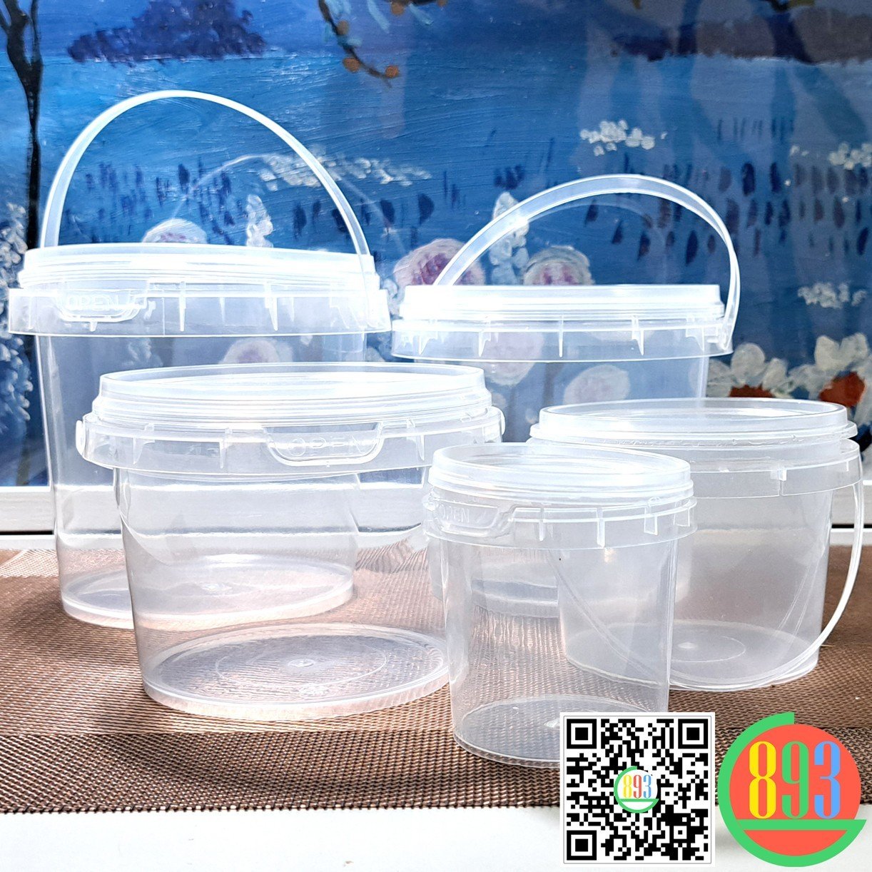 Set 10 Xô Nhựa Mini Có Quai Và Nắp Đậy, Chất Liệu Nhựa PP An Toàn, Đựng ...