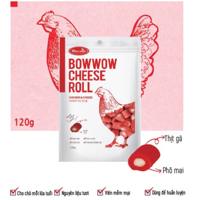 Snack cho chó viên phô mai cuộn gà / cá hồi - BowWow Cheese Roll ...
