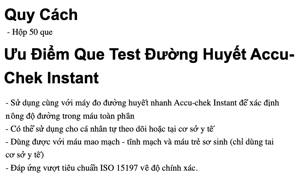 Que test thử đường huyết mao mạch Accu-Chek Instant (50 que) - Máy, que ...