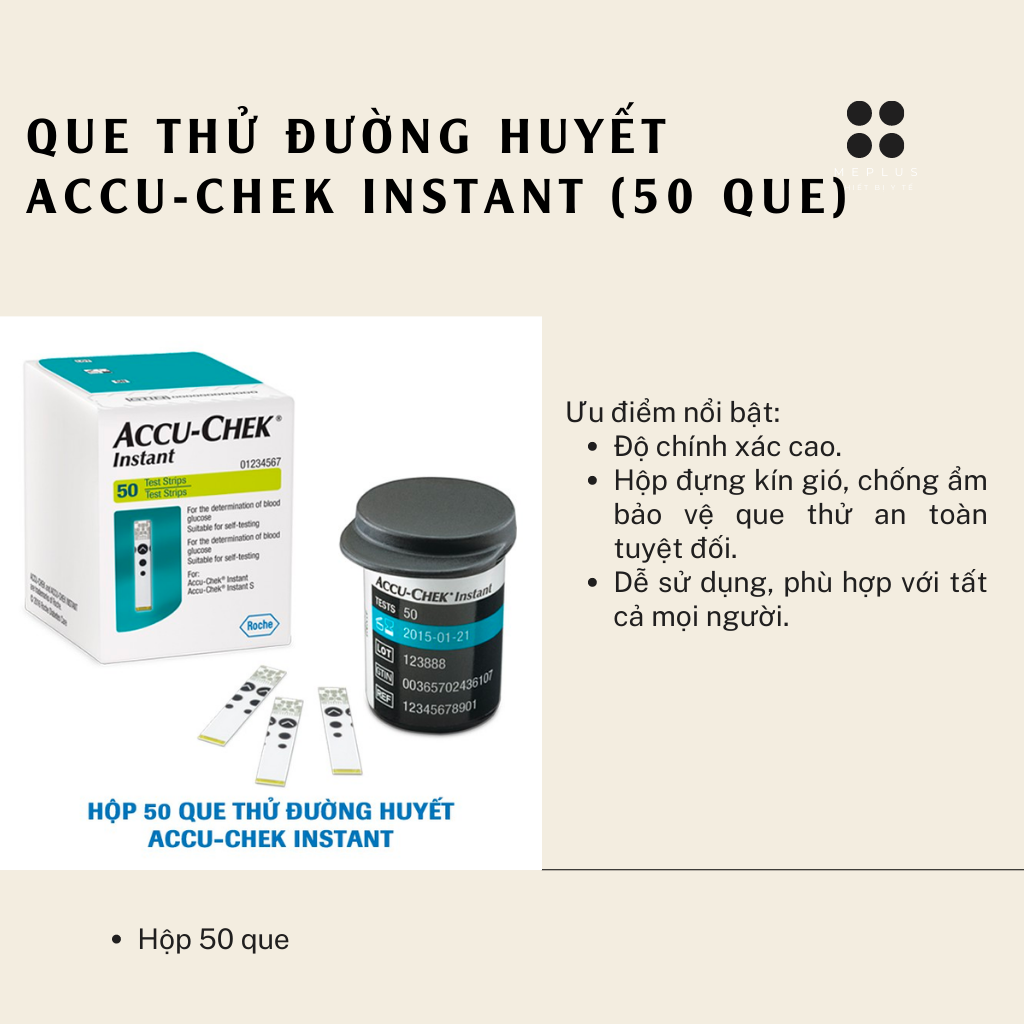 Que test thử đường huyết mao mạch Accu-Chek Instant (50 que) - Máy, que ...